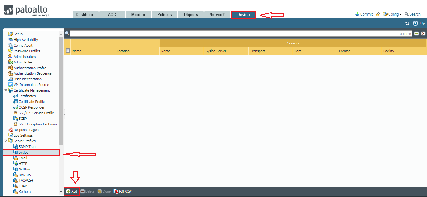 How to configure Syslog Server for Logs Forwarding in Palo Alto Firewall